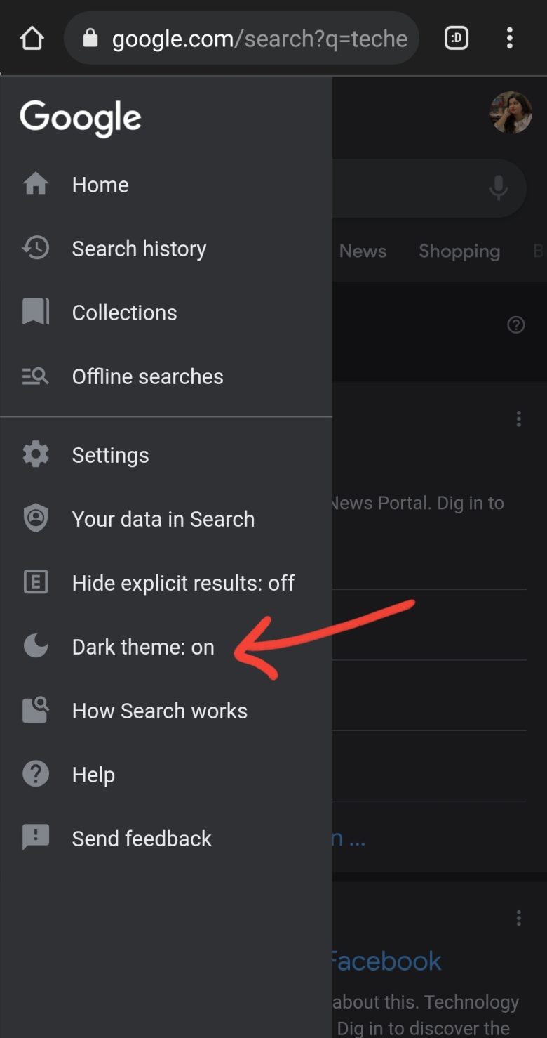How To Turn On/Off Dark Mode In Google Search (Android)? - Tech Entice